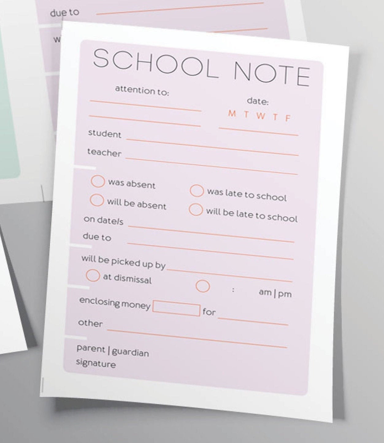 School Note Home Printout, With Bonus Notepad Size for Printer! Digital ...