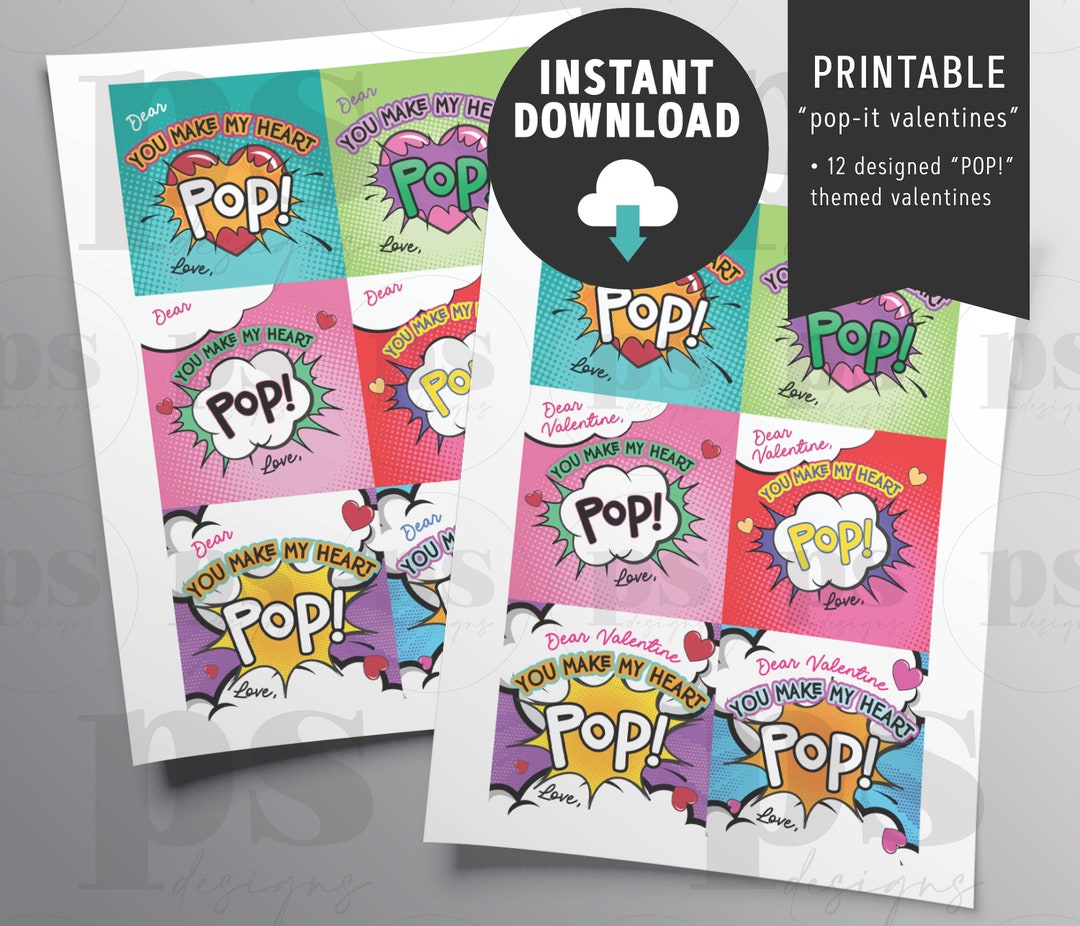 Pop It Valentine Tags, Valentine Cards for Pop-its! - Etsy