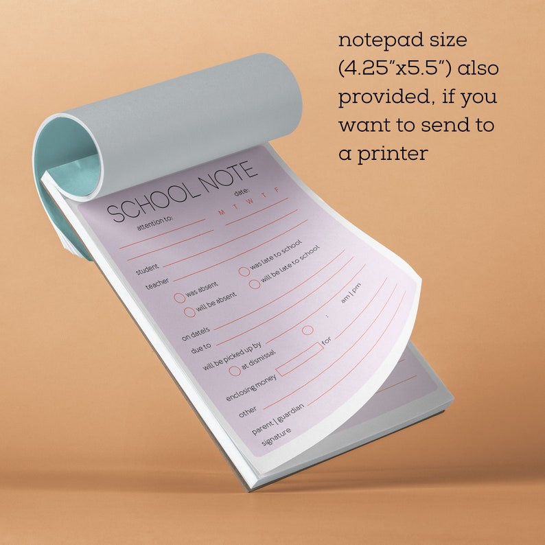 School Note Home Printout, With Bonus Notepad Size for Printer! Digital ...