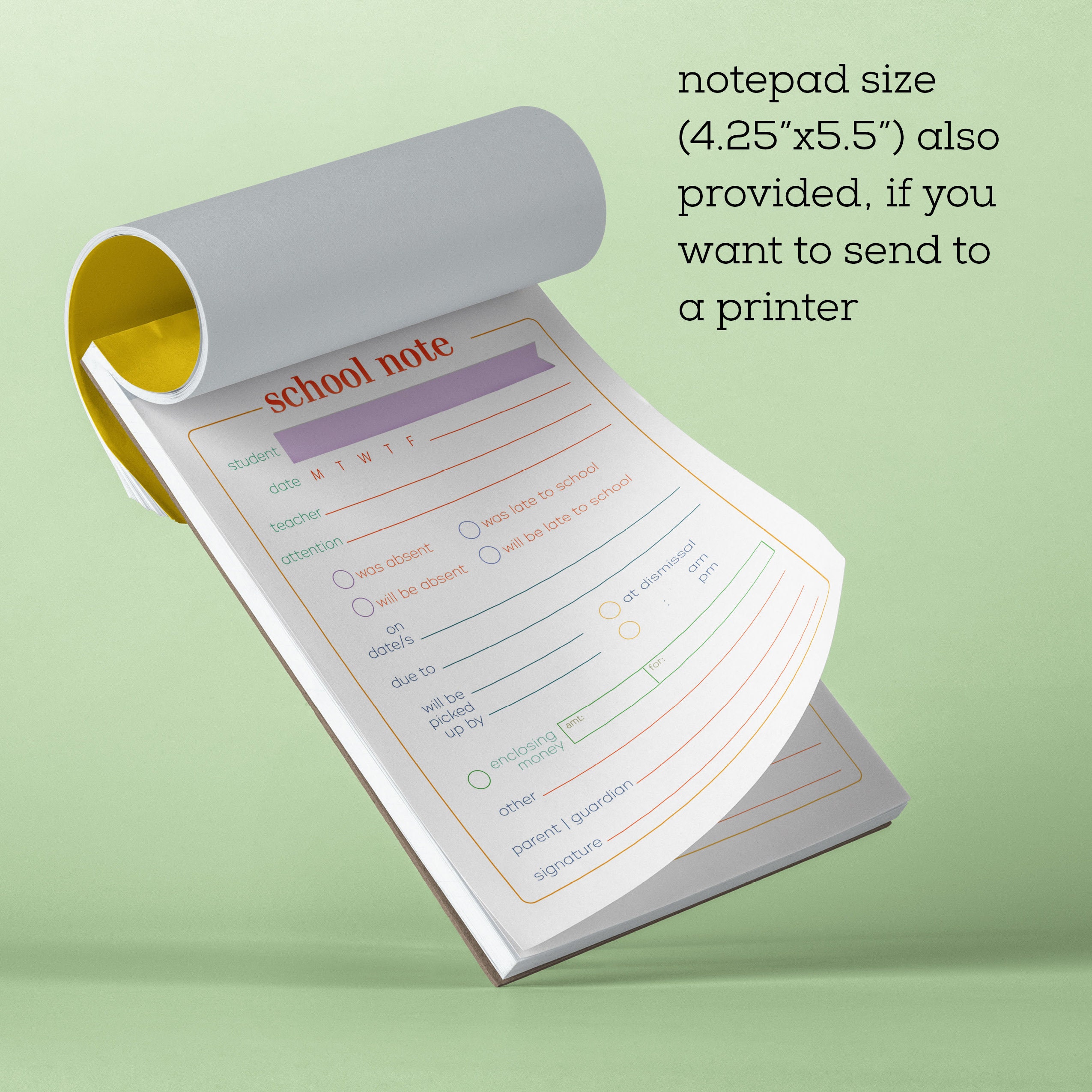 School Note (printable) and Notepad Size - Etsy