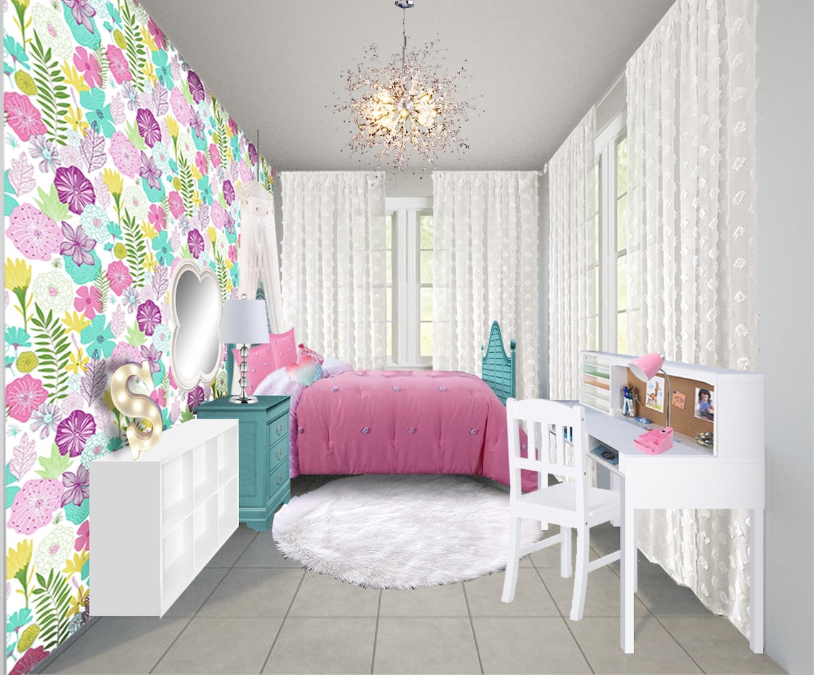 3D Rendering Girls Bedroom Online Interior Design Baby Girl | Etsy