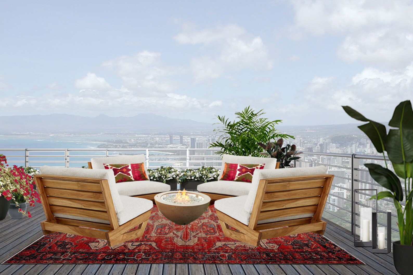 3D Rendering Patio Rooftop Deck Interior Design Modern Patio - Etsy