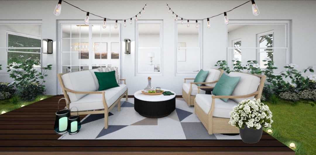 3D Rendering - Outdoor Patio Online Interior Design - Small Deck Design ...