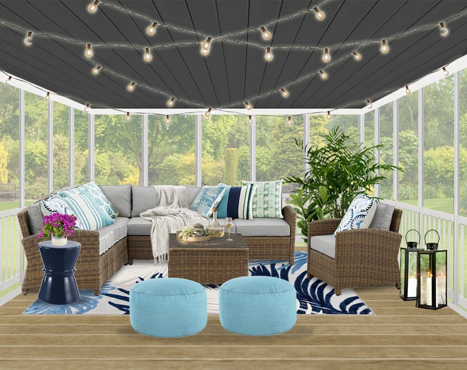3D Rendering Front Patio Styling Front Porch Decor Front Porch Interior ...