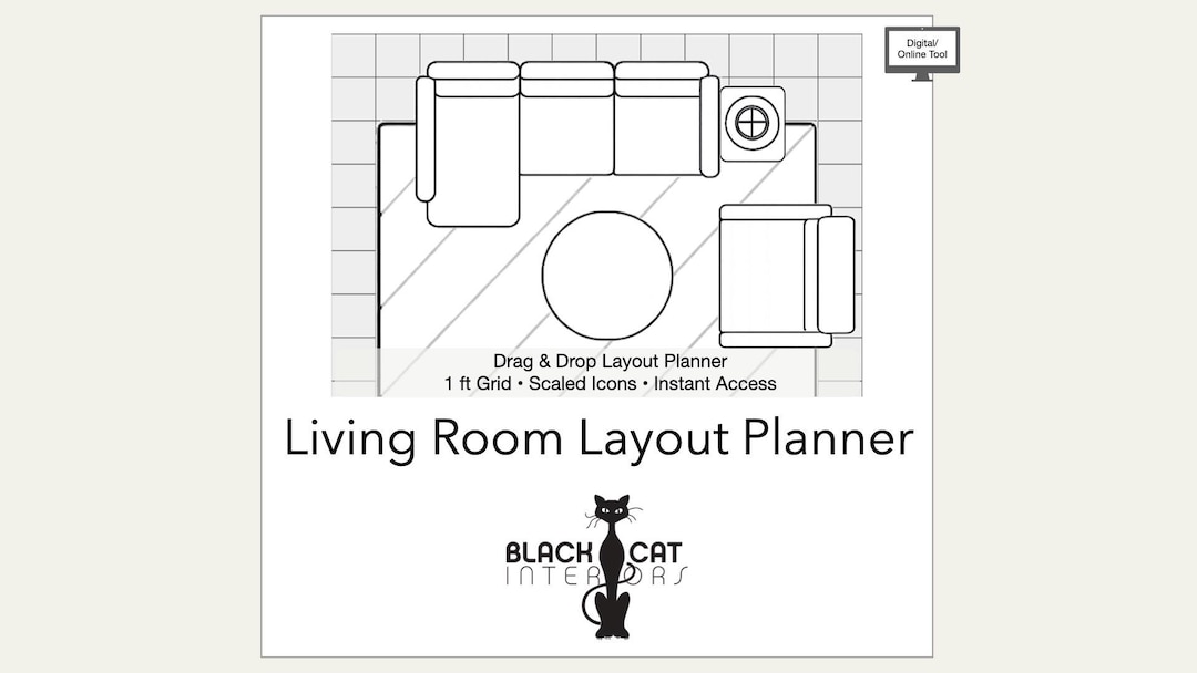 Living Room Layout Planner – Drag & Drop Grid, Scaled Furniture Icons ...
