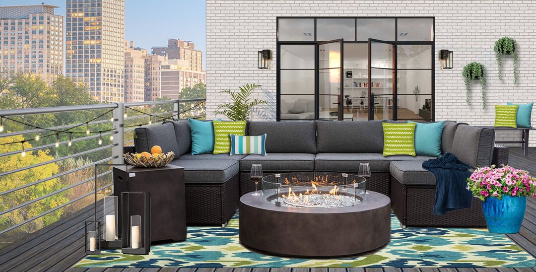 3D Rendering Patio Rooftop Deck Interior Design - Modern Patio - Patio ...