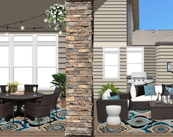 3D Rendering Patio Decorating Patio Online Interior Design | Etsy