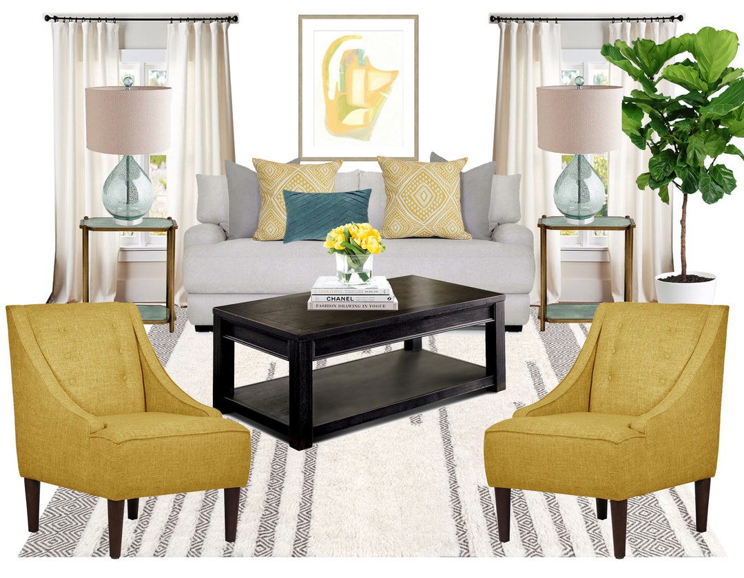 Moodboard - Contemporary Online Interior Design Living Room Moodboard ...