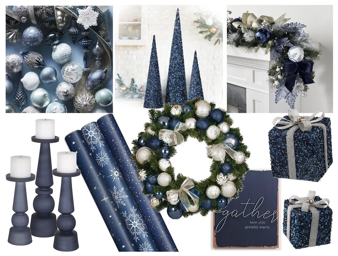 Moodboard - Holiday Decorating Online Interior Design Moodboard - Navy ...