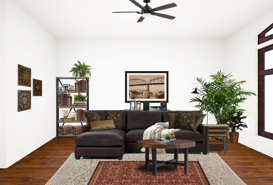 3D Rendering Rustic Lodge Online Living Room Interior Design - Etsy