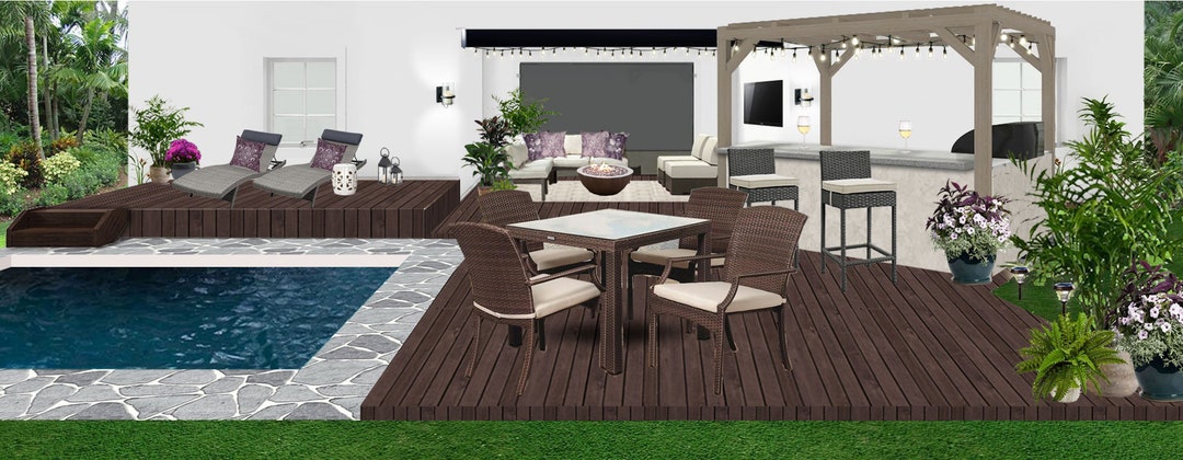 3D Rendering Outdoor Space Design - Contemporary Patio - Outdoor ...