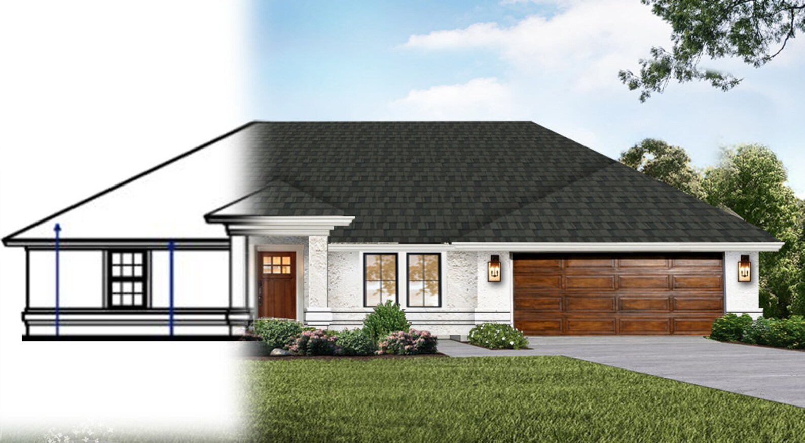 House Plan Mockup House Facade Material Mockups From - Etsy