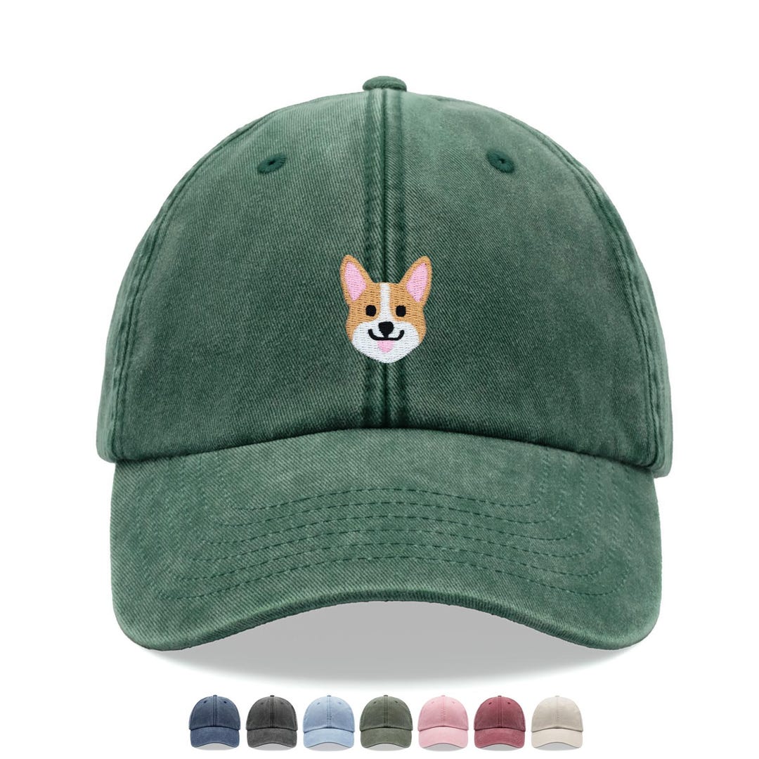 Corgi Dog Face Baseball Cap Vintage Washed Cotton Unisex Dad Hat ...