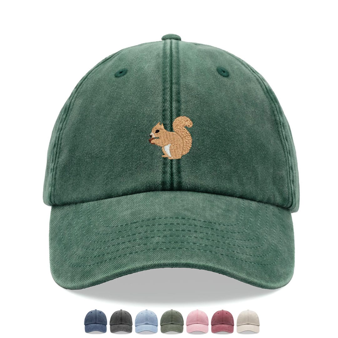 Squirrel Baseball Cap Vintage Washed Unisex Dad Hat Adjustable Faded ...