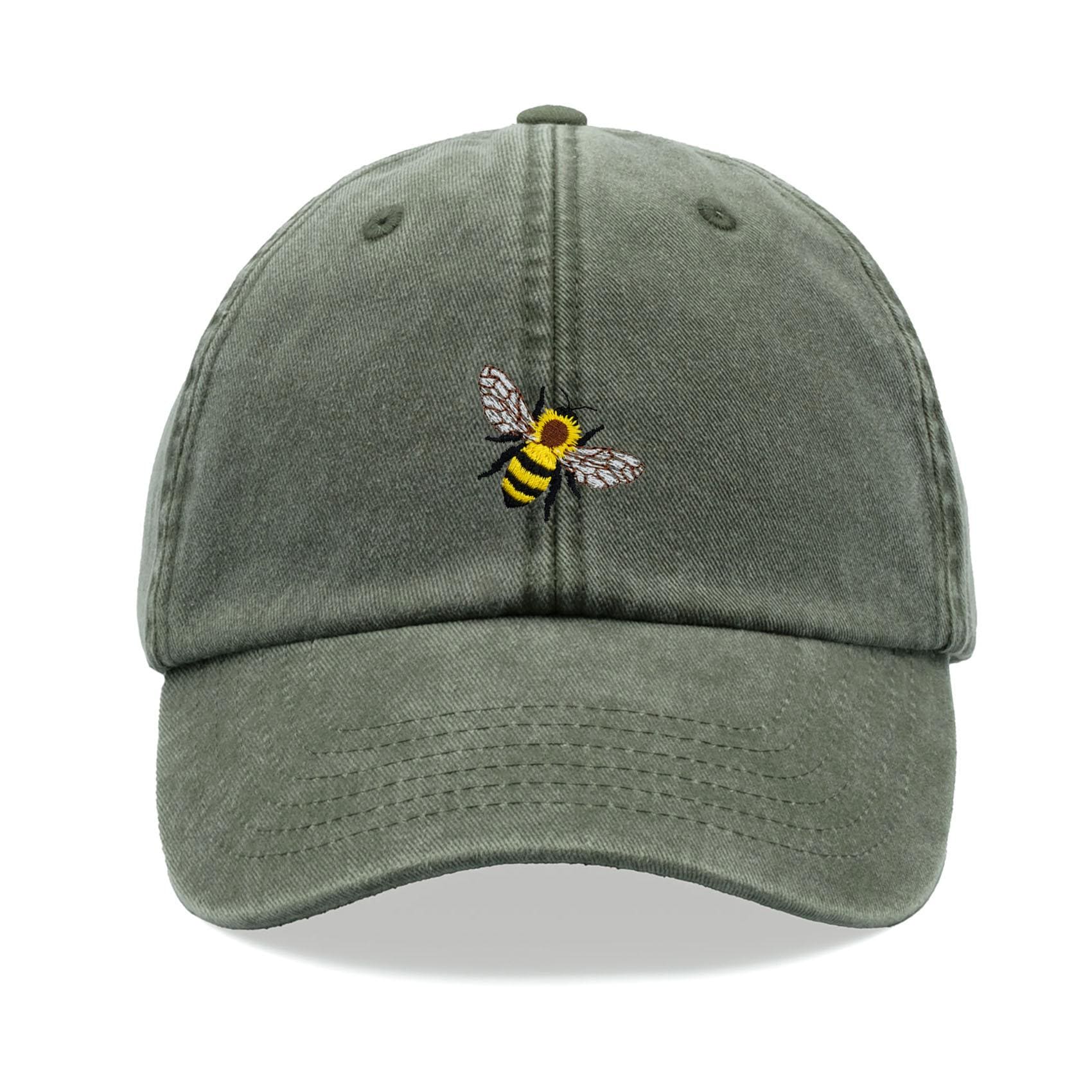 Honey Bee Baseball Cap Vintage Washed Cotton Unisex Dad Hat Adjustable ...