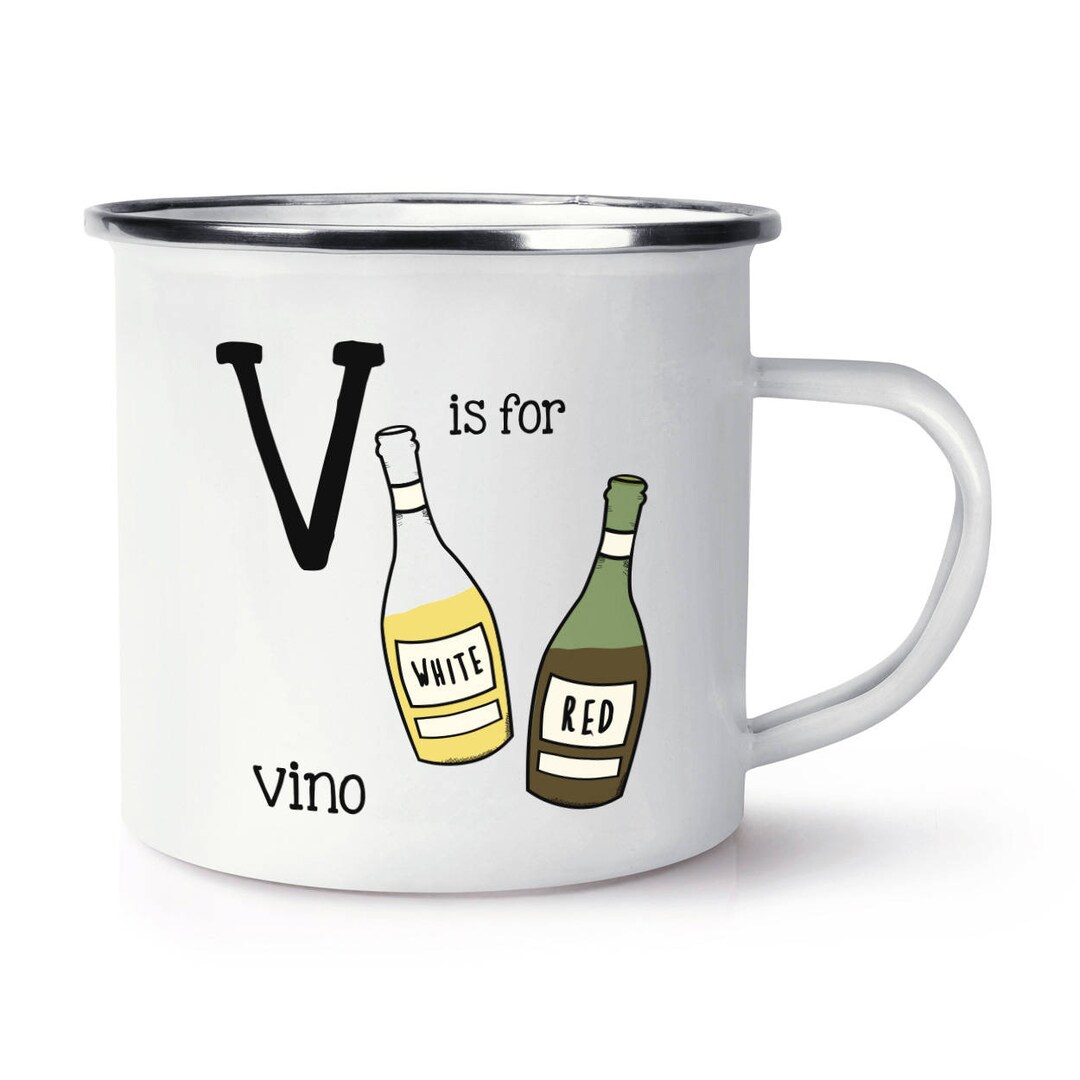 Letter V is for Vino Retro Enamel Mug Cup - Etsy
