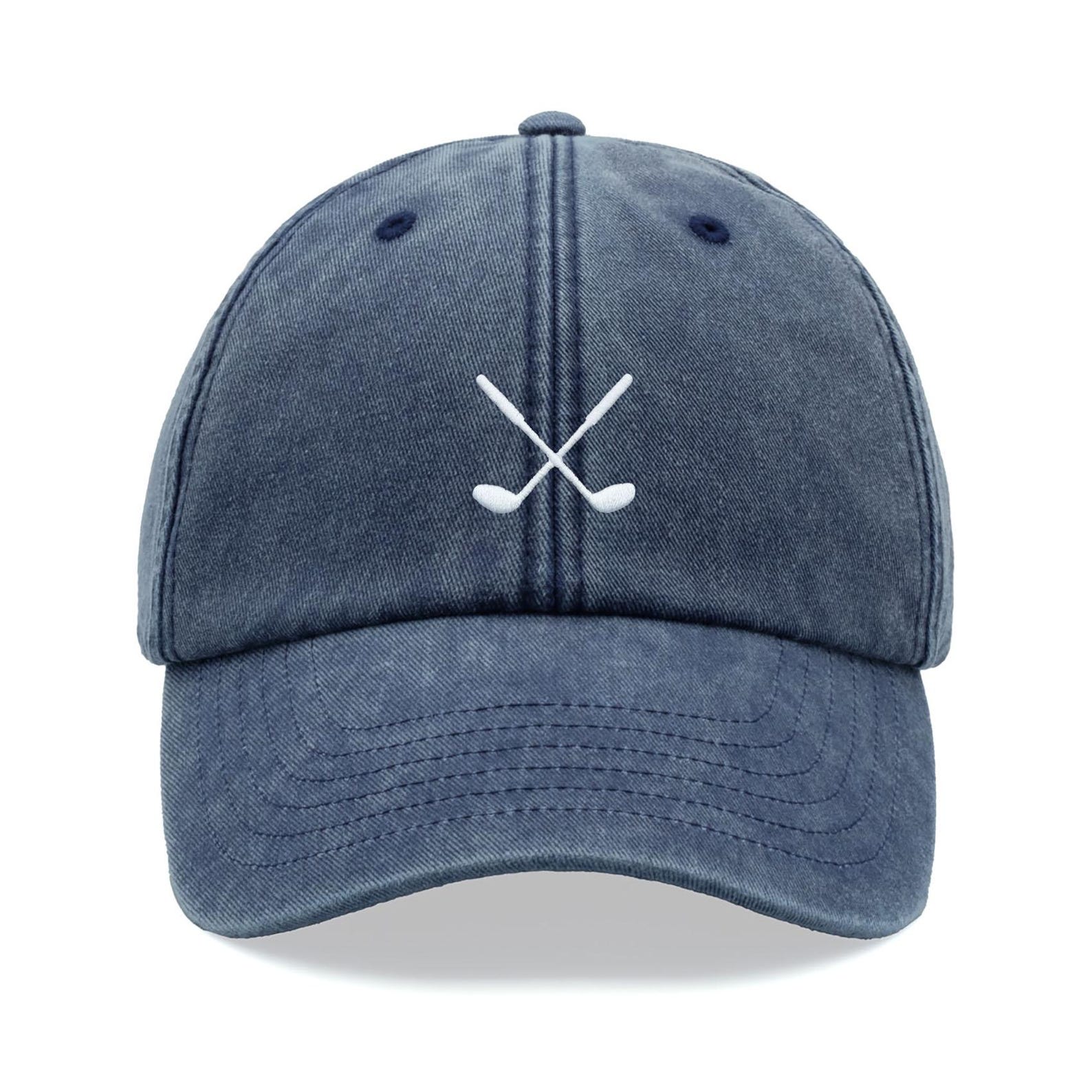 Golf Clubs Crossed Baseball Cap Vintage Washed Cotton Unisex Dad Hat ...