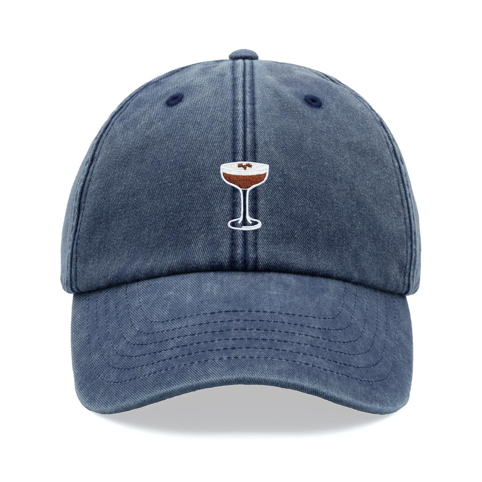 Espresso Martini Glass Baseball Cap Vintage Washed Cotton Unisex Dad ...