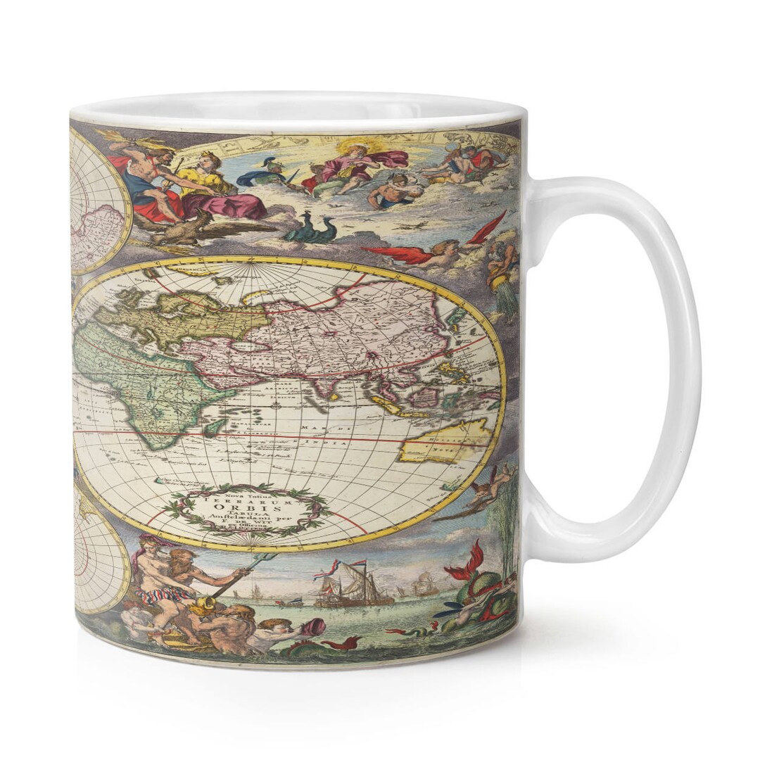 Vintage World Map 5 10oz Mug Cup - Etsy