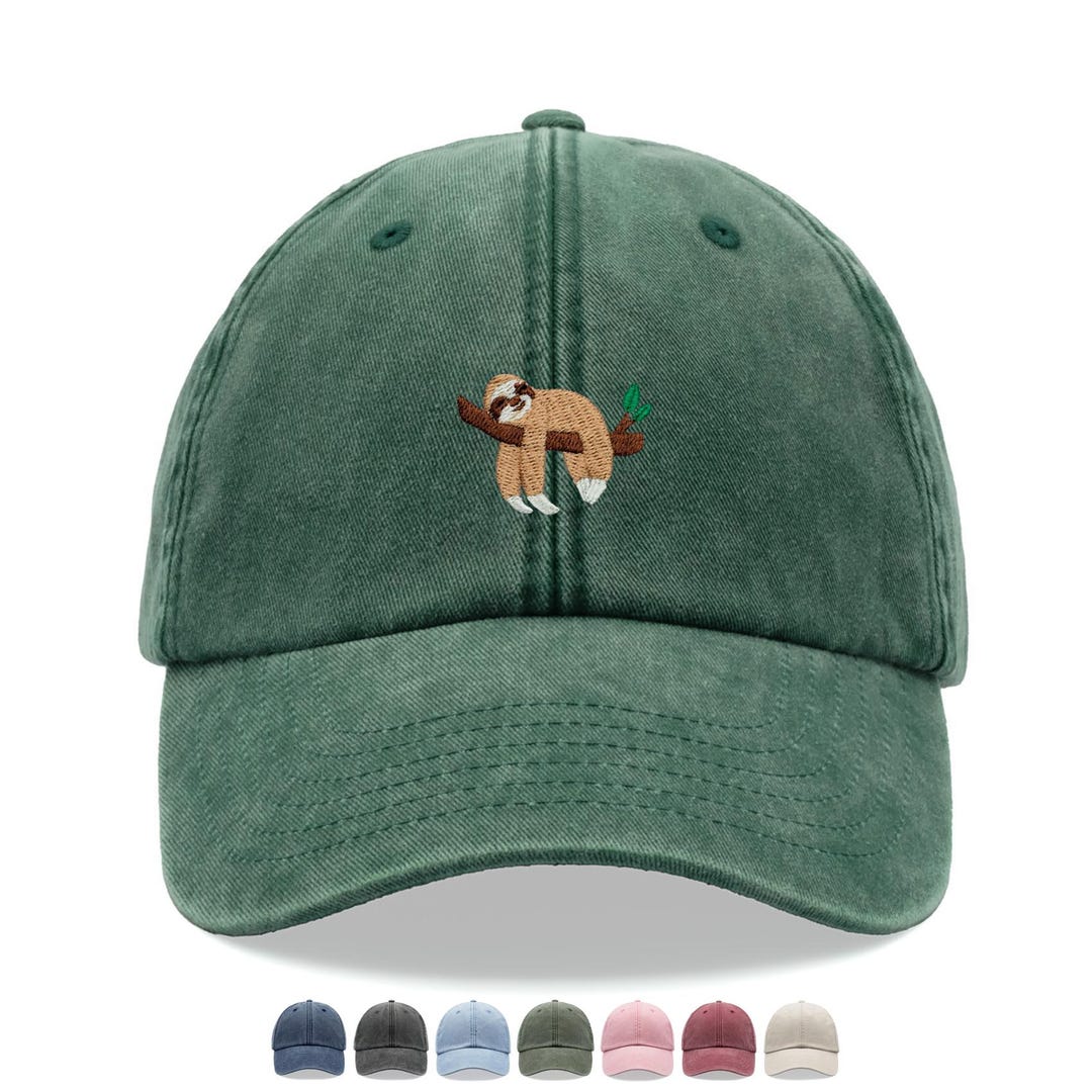 Sloth Sleeping Baseball Cap Vintage Washed Cotton Unisex Dad Hat ...