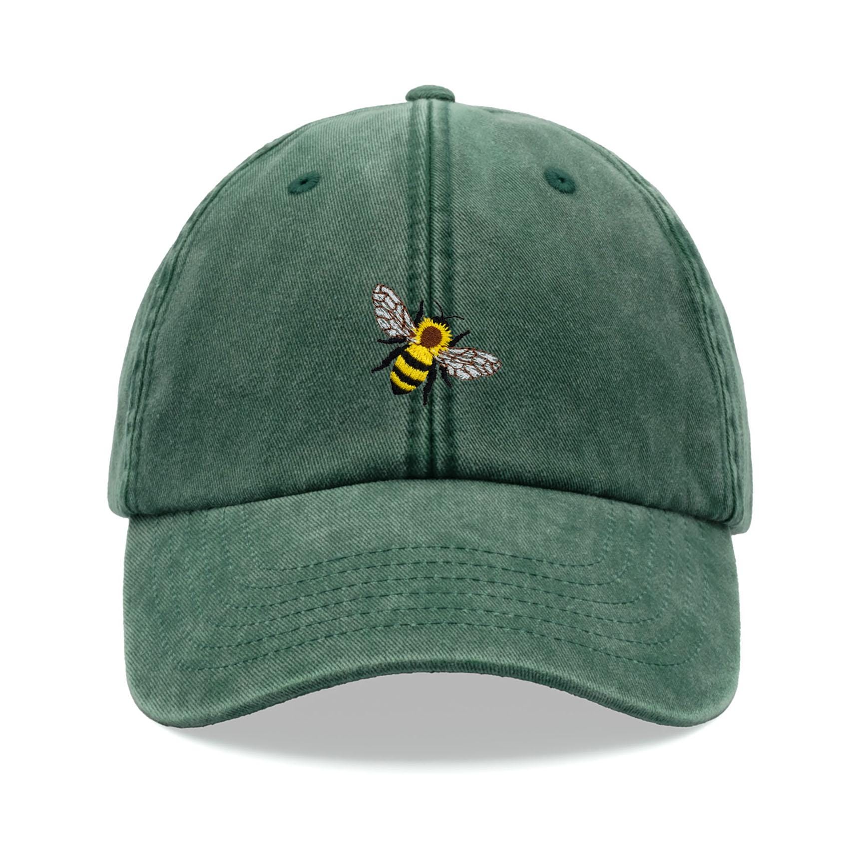 Honey Bee Baseball Cap Vintage Washed Cotton Unisex Dad Hat Adjustable ...