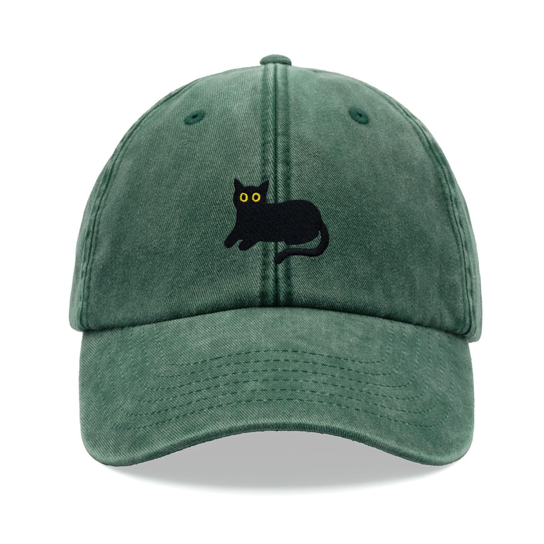 Black Cat Lying Down Baseball Cap Vintage Washed Cotton Unisex Dad Hat ...