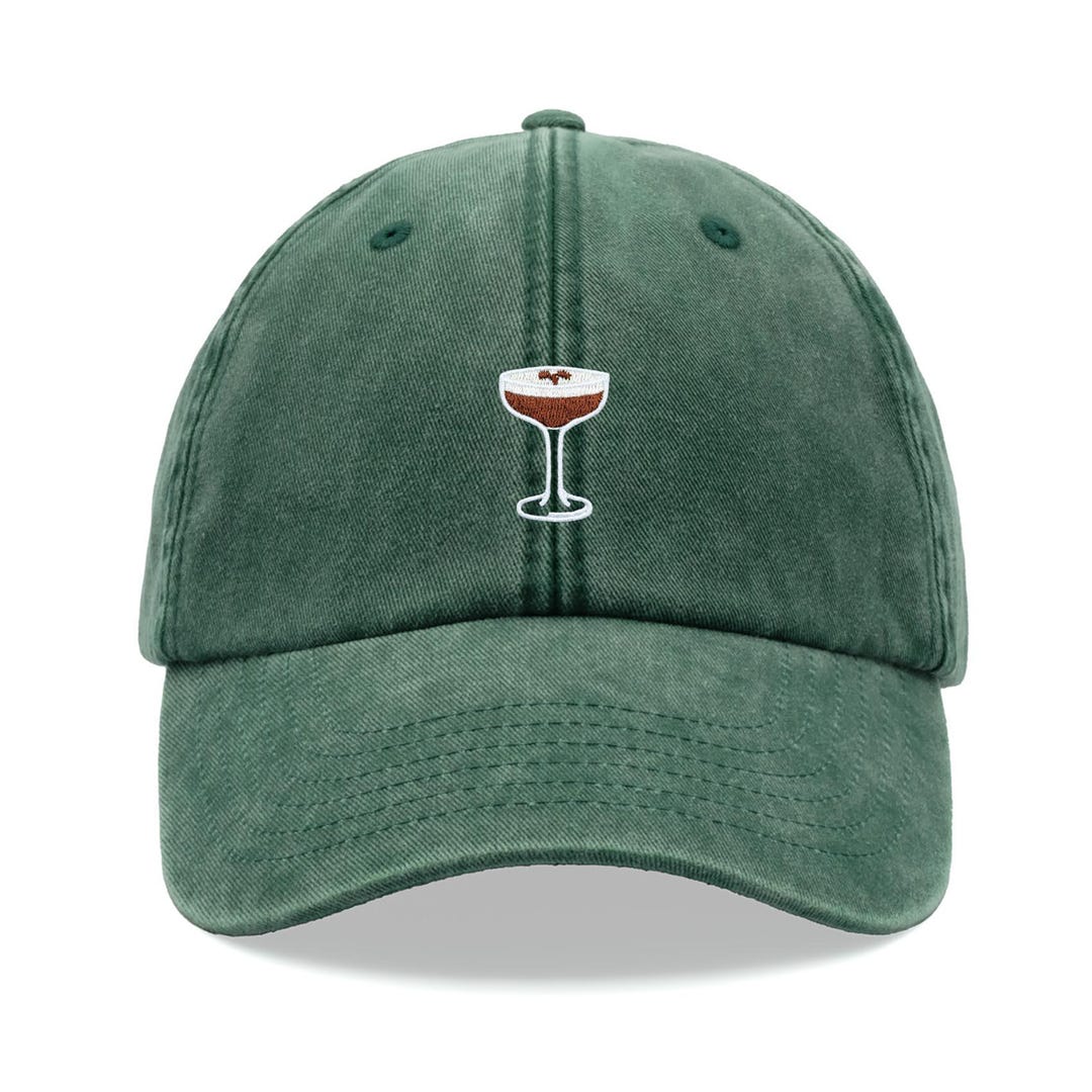 Espresso Martini Glass Baseball Cap Vintage Washed Cotton Unisex Dad ...