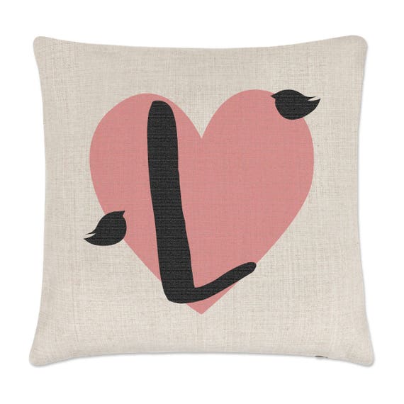 Letter L Heart Alphabet Linen Cushion Cover | Etsy