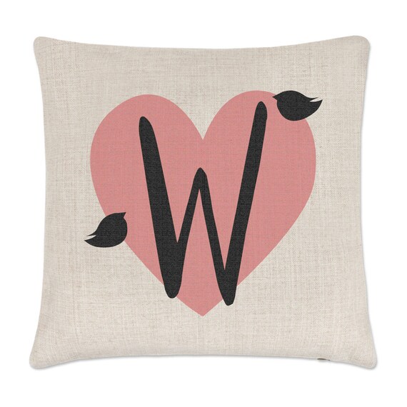 Letter W Heart Alphabet Linen Cushion Cover - Etsy