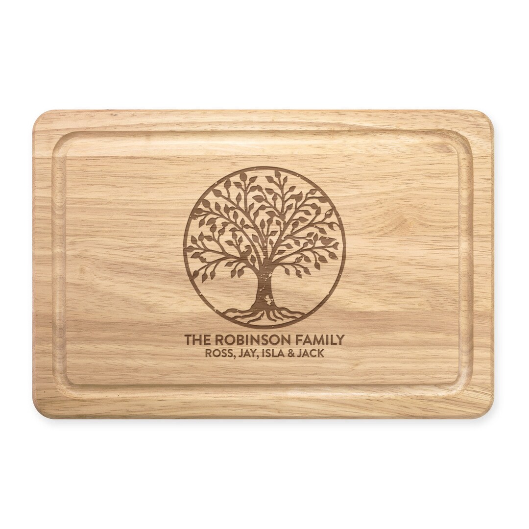 Personalised Tree of Life Family Tree Rectangular Wooden Chopping Board ...