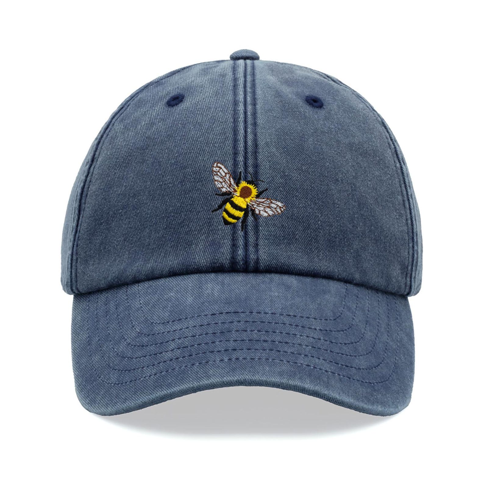 Honey Bee Baseball Cap Vintage Washed Cotton Unisex Dad Hat Adjustable ...