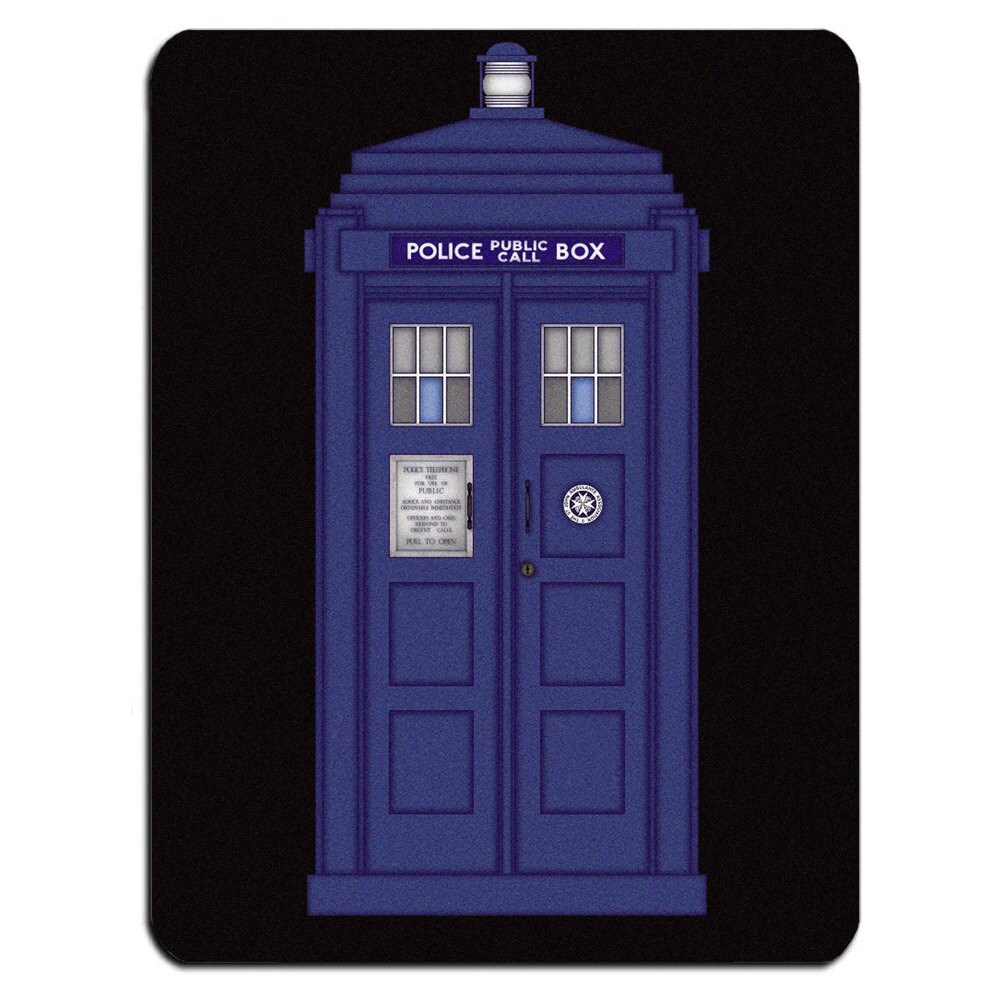 Blue Police Phone Box Black Blackground PC Computer Mouse Mat - Etsy