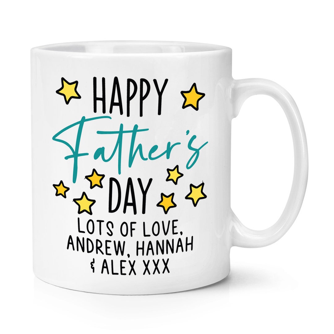 Personalised Happy Father's Day Script Stars 10oz Mug Cup Dad Love ...