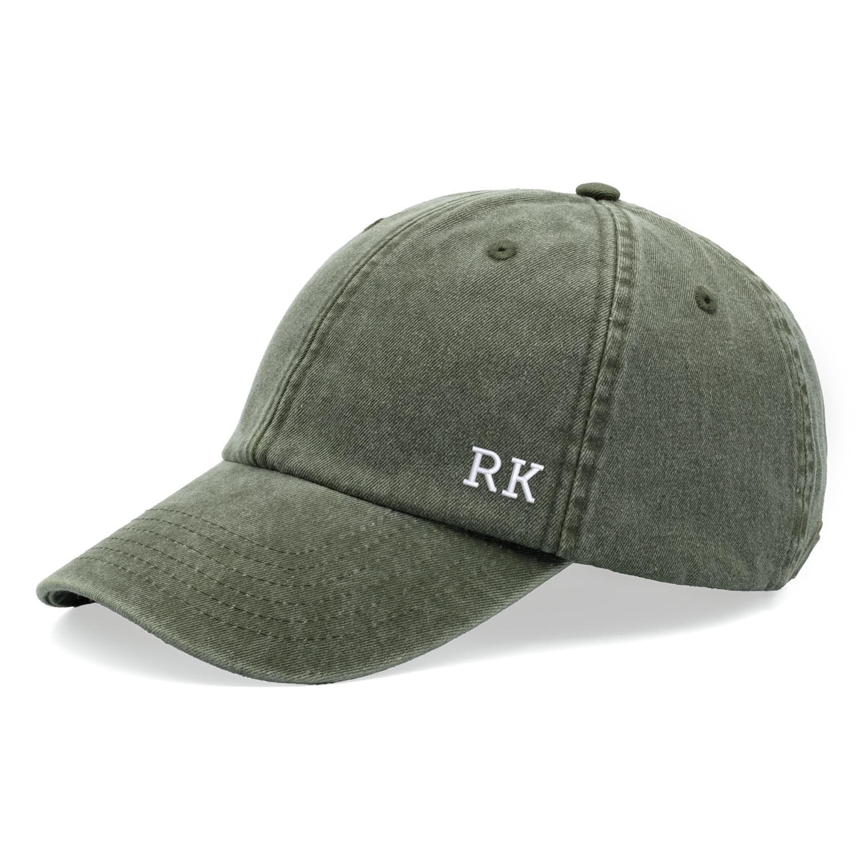 Personalised Custom Side Initials Baseball Cap Vintage Washed Cotton ...