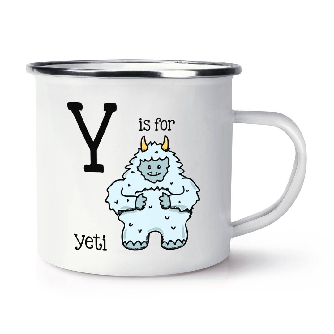 Letter Y is for Yeti Retro Enamel Mug Cup - Etsy