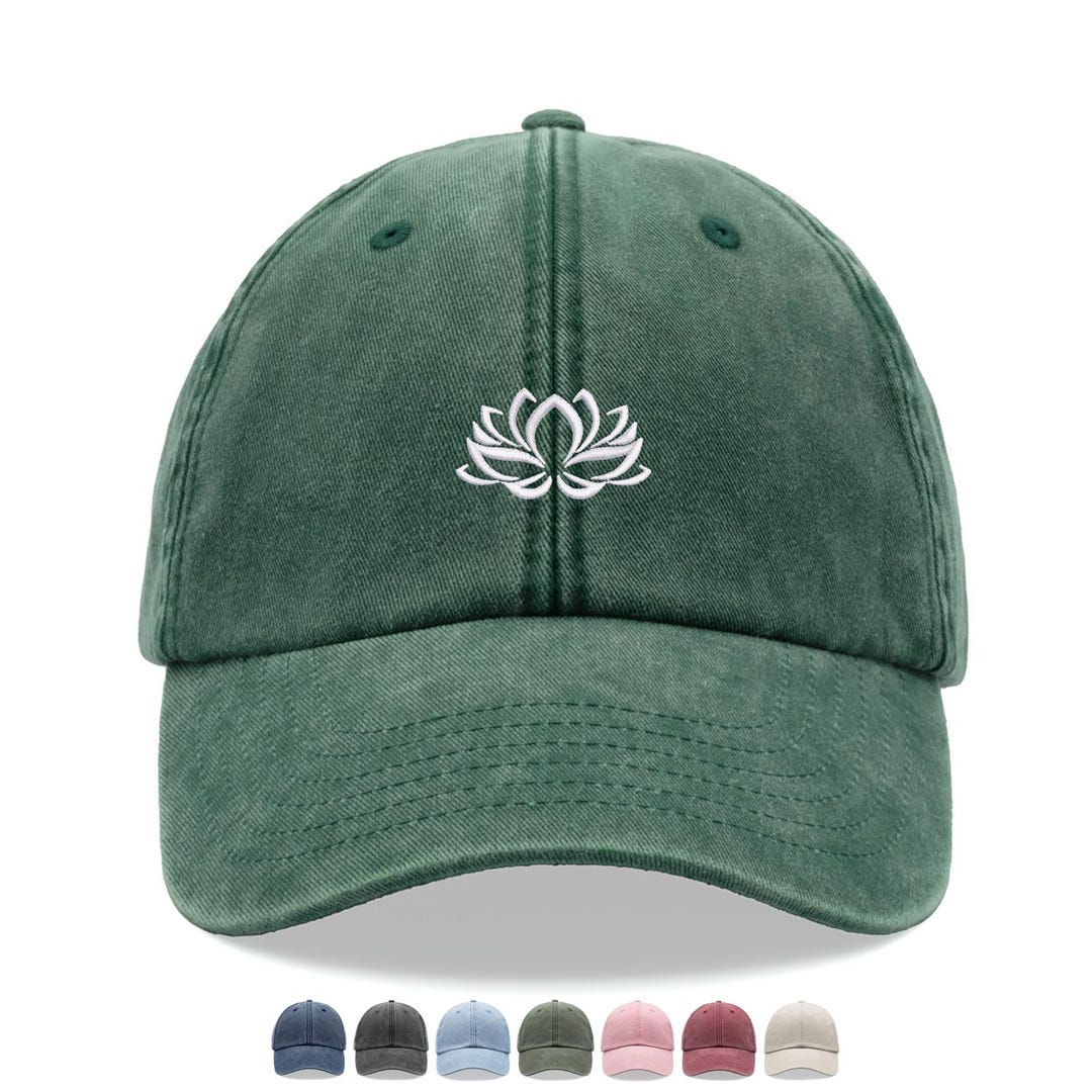 Lotus Flower Baseball Cap Vintage Washed Cotton Unisex Dad Hat ...