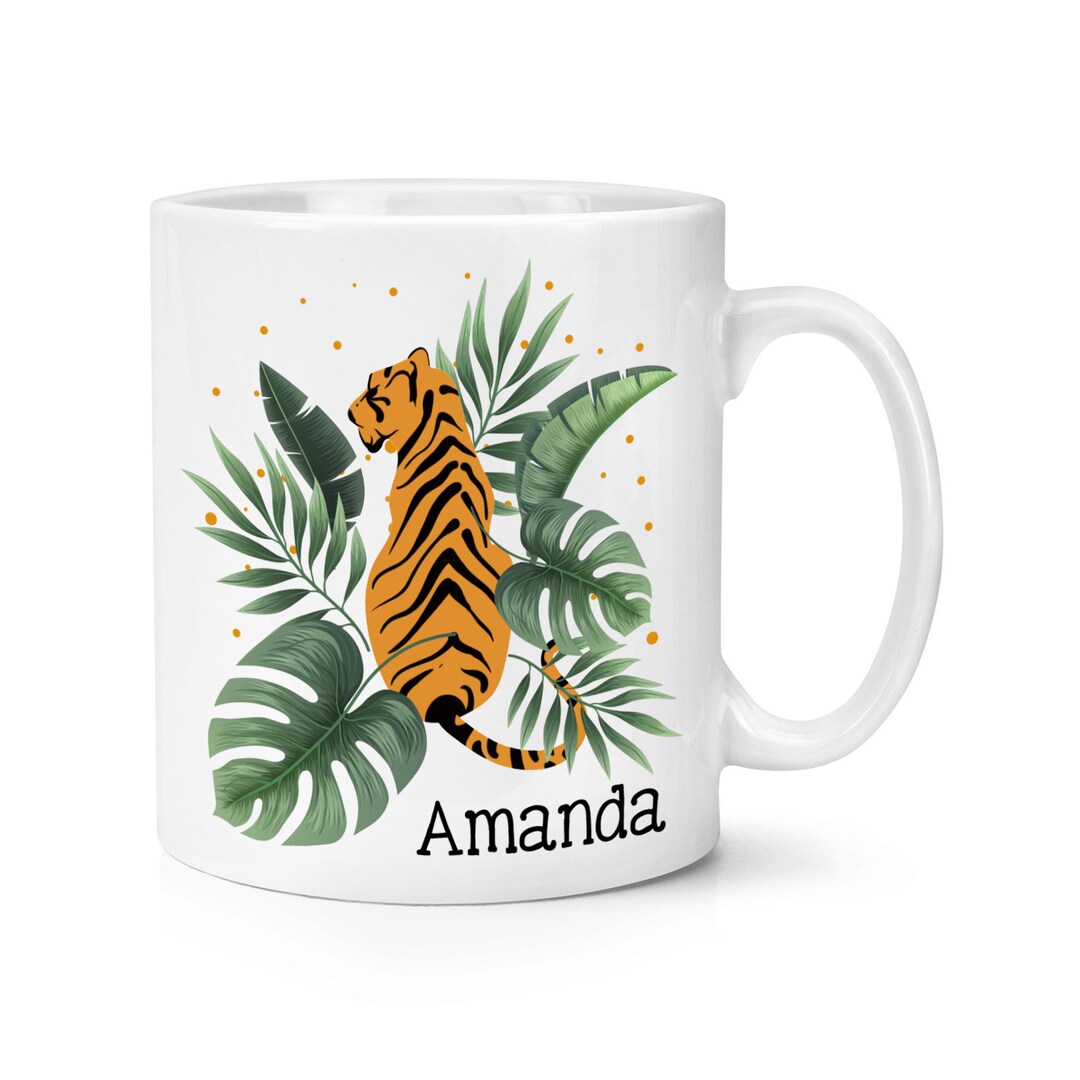 Personalised Name Tiger Jungle Tropical Theme Mug 10oz Mug Cup Animal ...