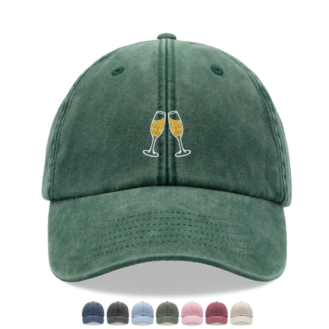 Sparkling Wine Glasses With Gold Thread Baseball Cap Vintage Washed ...