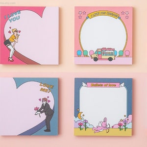 Sweet&love Notepad 6types / Heart Notepads / Colorful Memo Pad ...