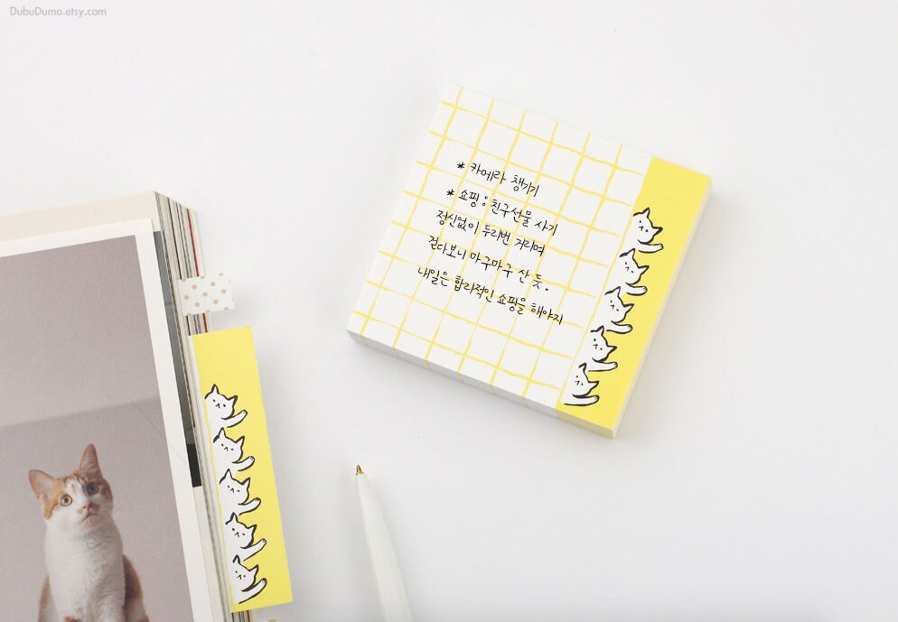 CAT Notepads / Kitty Notepad / Yellow Memo Pad / Scrapbooking | Etsy