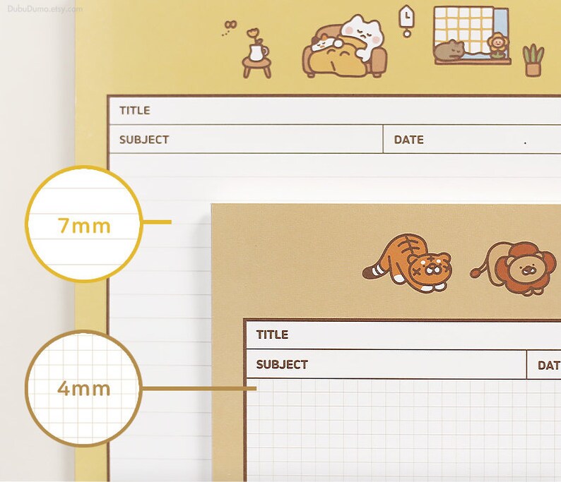 B5 Grid & Lined Notepads Cat8types / Kitty Notepad / Big | Etsy