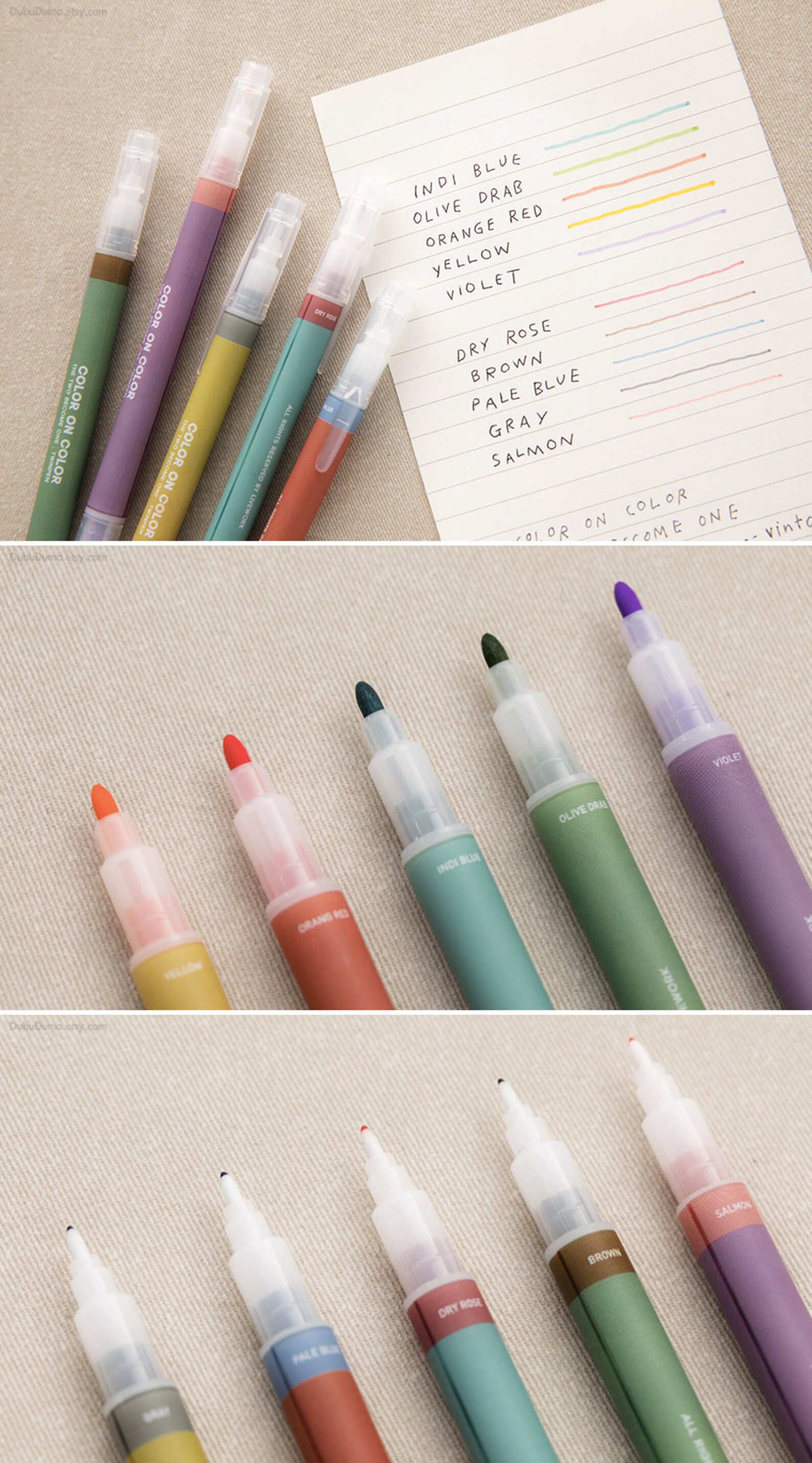 5PCS Twin Deco Pens Set Ver.2 Vintage 10colors / Highlighter | Etsy