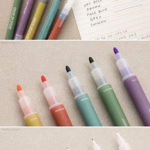 5PCS Twin Deco Pens Set Ver.2 Vintage 10colors / Highlighter / Two Ways ...