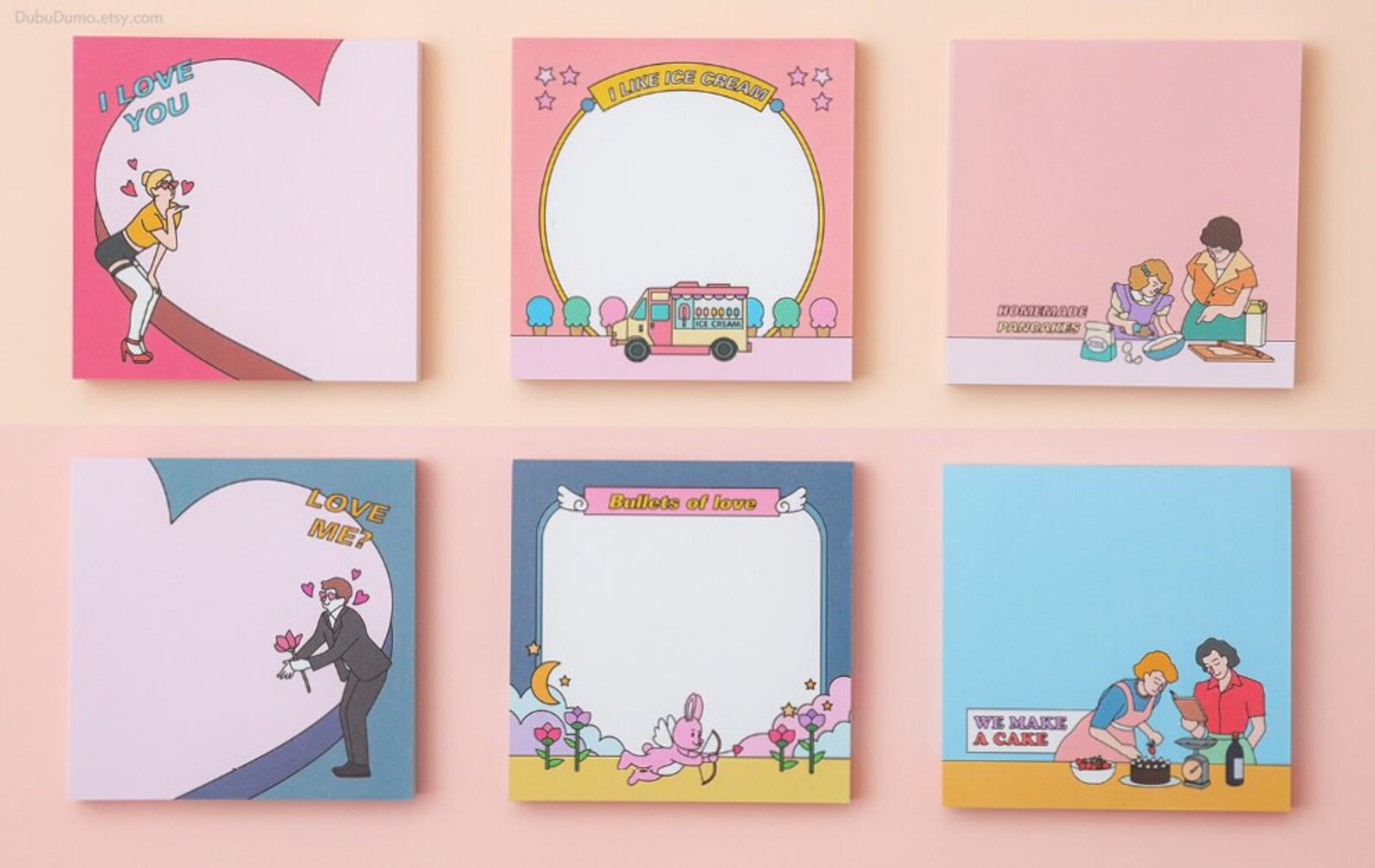 Sweet&love Notepad 6types / Heart Notepads / Colorful Memo - Etsy