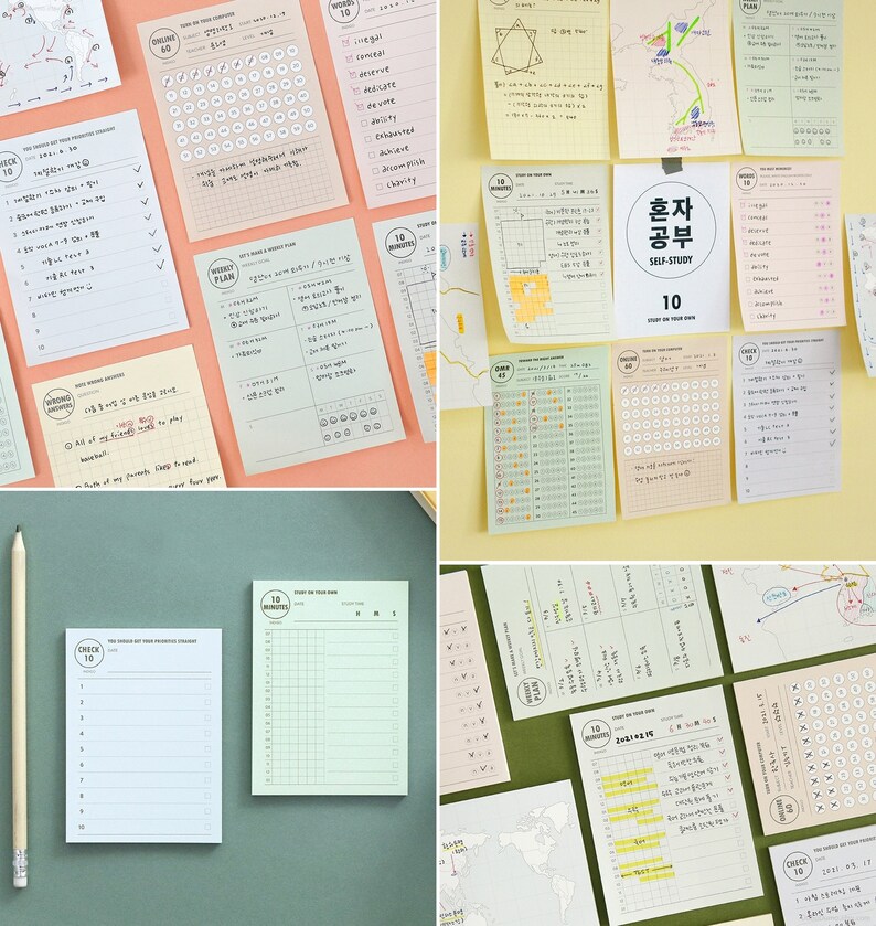STUDY Sticky Notes 8types / Daily Checklist / Colorful - Etsy