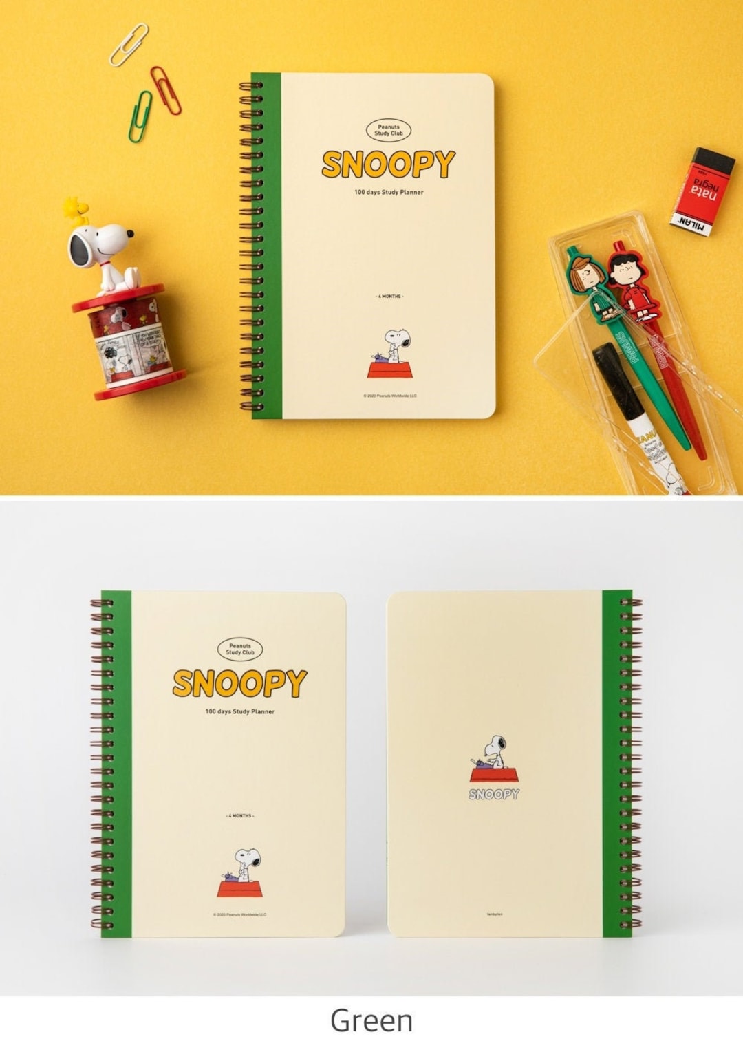 SNOOPY Study Planner 4colors / PEANUTS Undated Daily Planner / Monthly ...