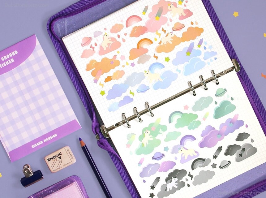 Planner Sticker_sky 6types / Deco Journal Seal Stickers / | Etsy