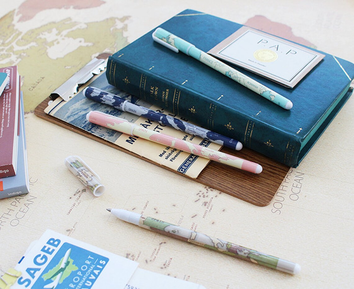0.5mm Black Ink Pen Ver.world Map / Stationery / Writing Tools - Etsy