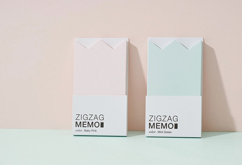 Zigzag Tag Sticky Note Pink/Mint / Notepads / Personalized | Etsy