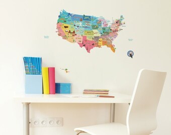 Usa Map Sticker - Etsy